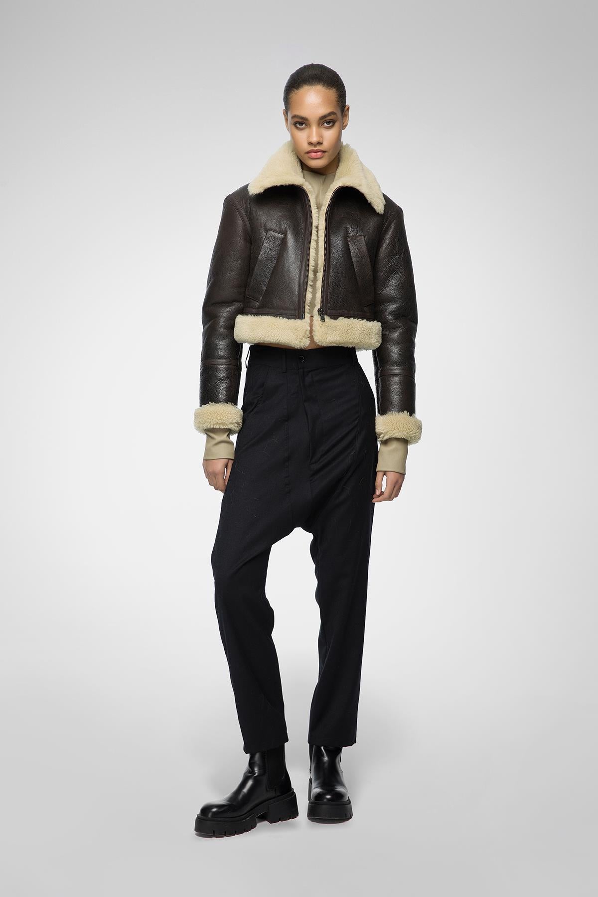 V S P - Yugen - Brown Beige Shearling Jacket