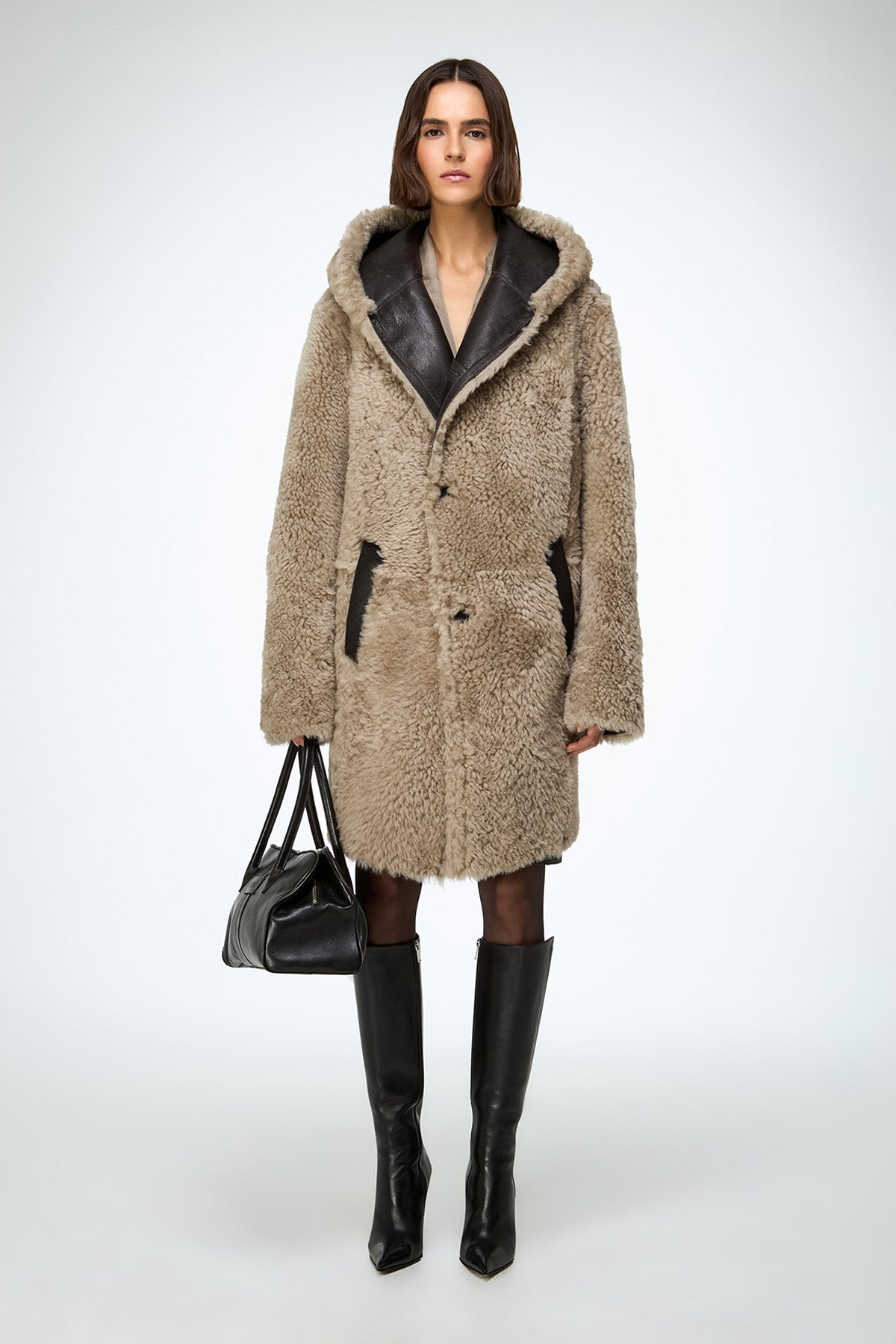 V S P - Fabiana - Stone Shearling Coat