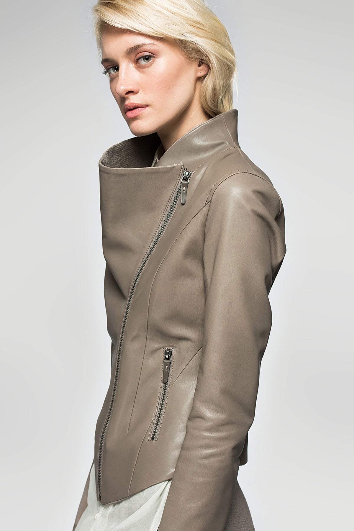 Alba - Grey Leather Jacket – V S P