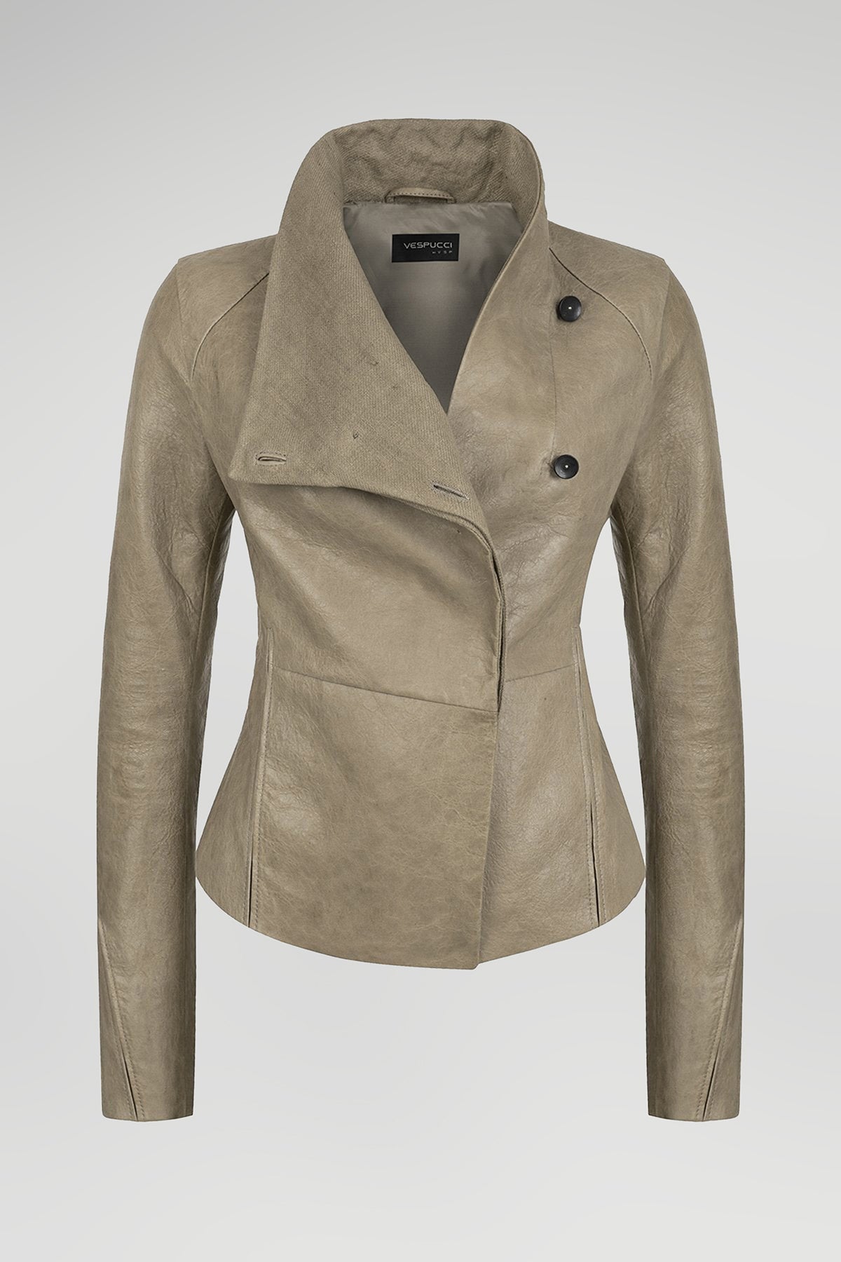 Dark Beige Leather Jacket – V S P
